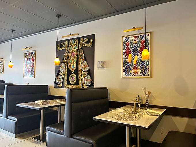 Cozy booths adorned with traditional textiles and art transport you thousands of miles from Tennessee. Suddenly Nashville feels like a stop on the ancient Silk Road.