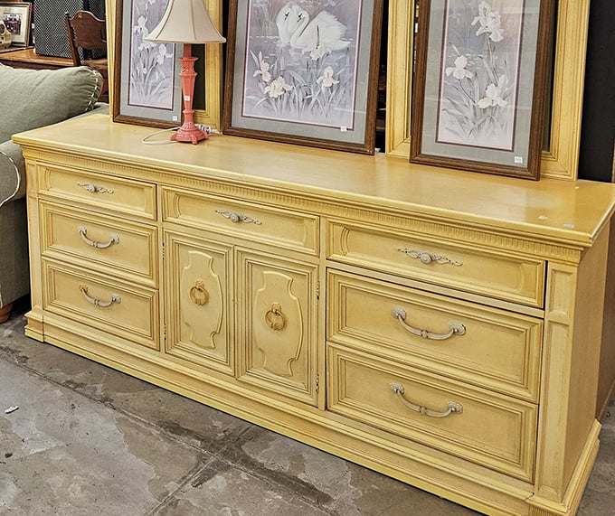 That buttery yellow dresser isn't just furniture – it's the statement piece your bedroom has been desperately waiting for.