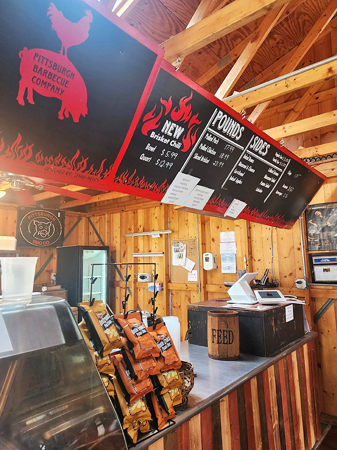 Where barbecue dreams come true – a counter that separates you from smoked meat nirvana. The wood-paneled walls have absorbed decades of delicious aromas.
