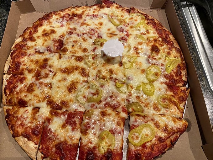 Sometimes simplicity wins: cheese pizza with that golden, bubbly perfection that needs no introduction or apology.