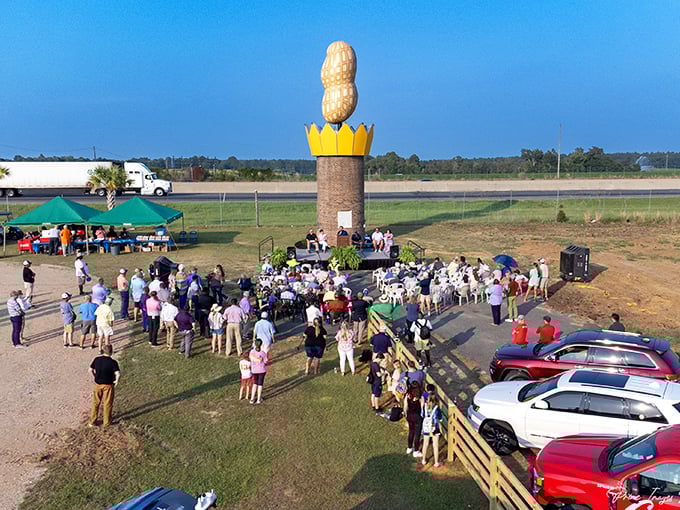 The peanut plays host to community gatherings and special events. Nothing brings people together like standing in the shadow of oversized agriculture.