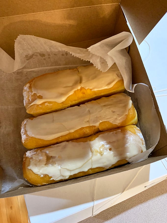 Custard-filled long johns glazed to perfection – these aren't just pastries, they're edible arguments for why bakeries still matter in modern life.