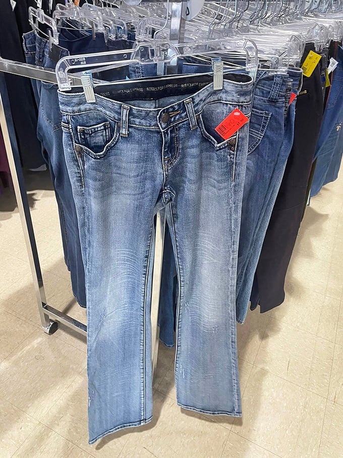 Quality denim at thrift store prices means your wardrobe wins without your wallet weeping.