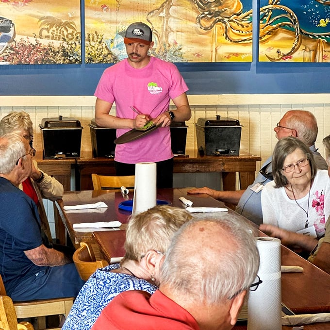 Service with a smile and Southern hospitality. When your server knows the menu better than some people know their spouse's birthday.