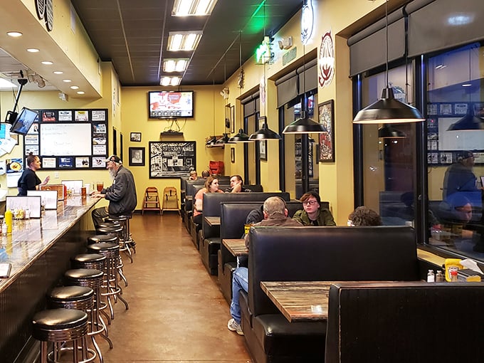 The dining room buzzes with conversation and laughter—the soundtrack of a place where food brings people together across all walks of life.