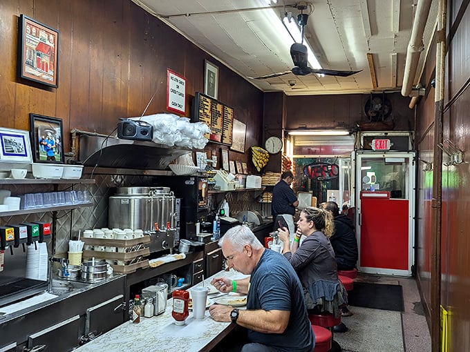 Morning at the counter—where regulars and first-timers alike find common ground over eggs, coffee, and the shared religion of good diner food.