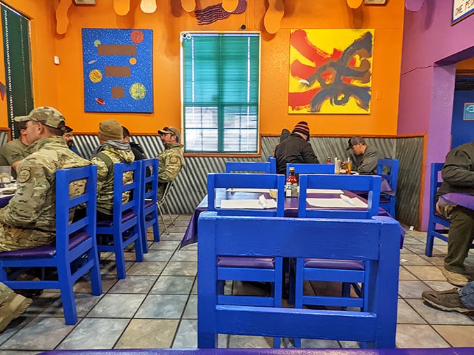 Even service members know where to find authentic New Mexican cuisine—these tables tell stories of countless memorable meals.