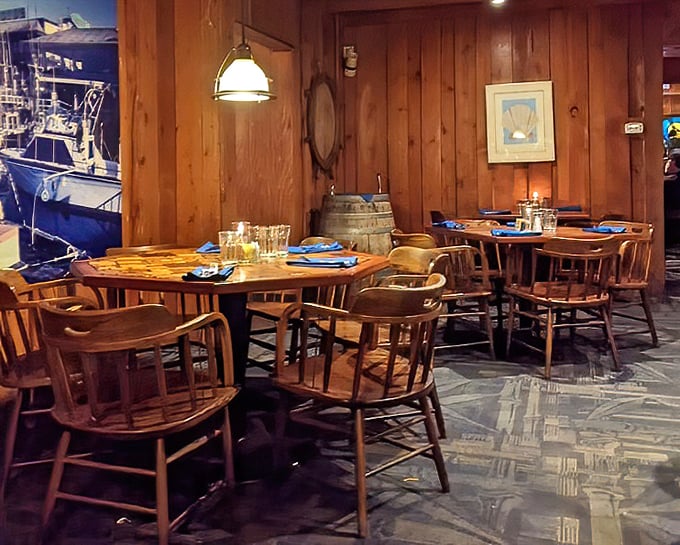 Nautical touches and warm wood tones create an atmosphere that says, "Yes, we're serious about seafood, but we don't take ourselves too seriously."