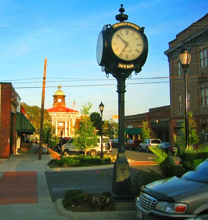 The town clock stands sentinel over Main Street, marking time in a place where nobody's in a hurry – the ultimate luxury in today's frantic world.