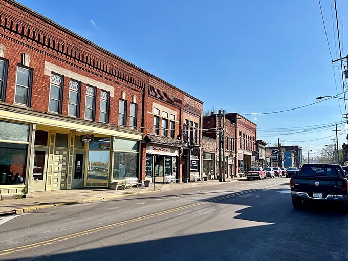 Brick storefronts stand shoulder-to-shoulder along Bridge Street, their century-old facades housing thoroughly modern dreams and enterprises.