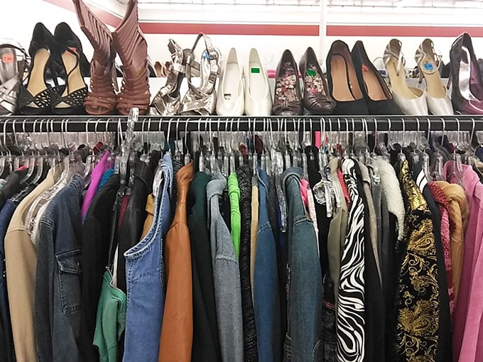 Fashion layered like a well-crafted sandwich—shoes on top, clothes below, all ingredients for your next signature style statement.