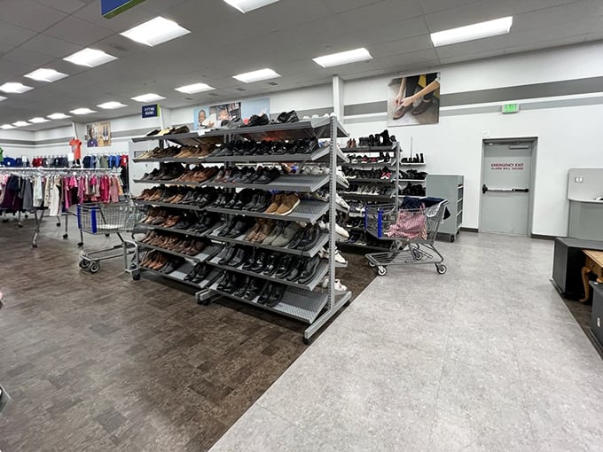 The shoe department—where your next favorite pair waits patiently. Those brown loafers could take you places you've never been.