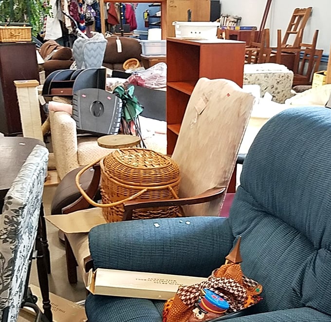 The furniture section—where that perfect reading chair you never knew you needed patiently waits among the castoffs.