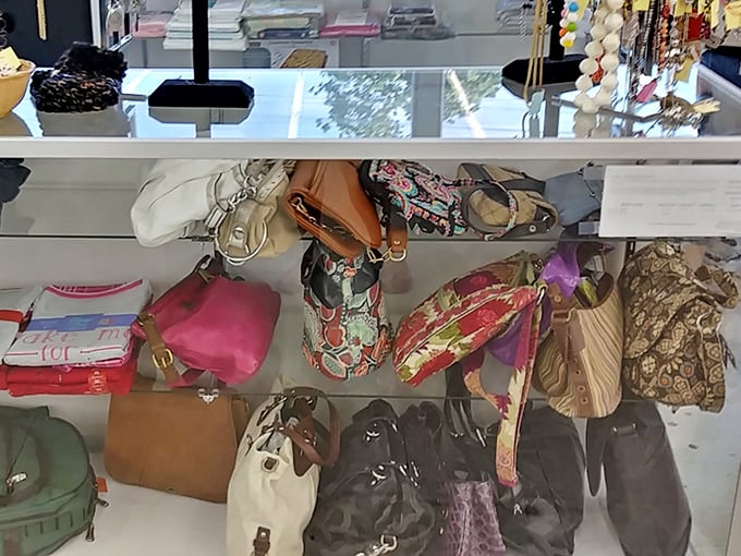 Handbag heaven—where designer dreams and practical carryalls wait for the right shoulder to come along.