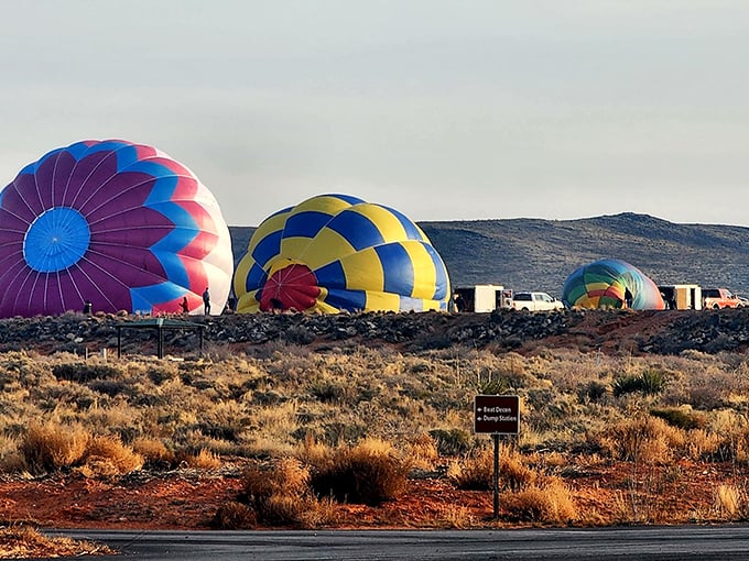 Hot air balloons add splashes of color to an already vibrant landscape. Floating above Sand Hollow—the ultimate upgrade to your vacation photos.
