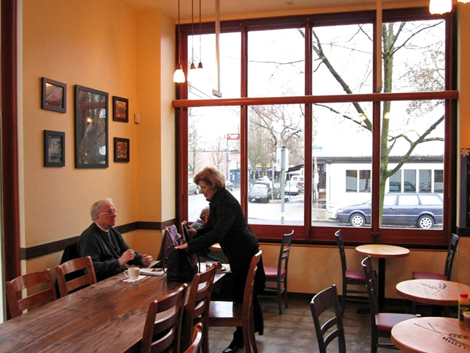 Warm wood tones and large windows create the perfect backdrop for your "I can't believe I ate the whole thing" moment. Portland's liquid sunshine streams in approvingly.
