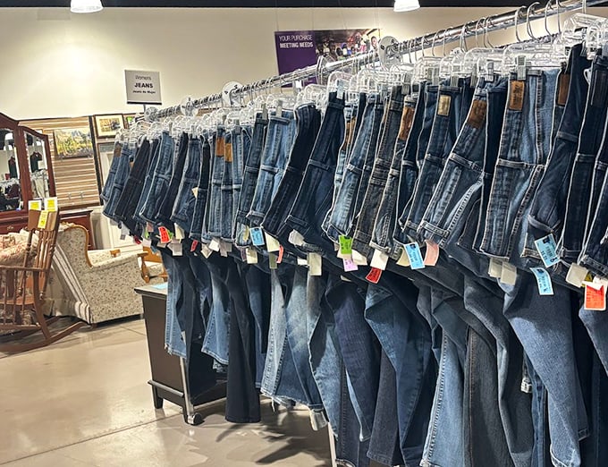 The denim section – organized better than most people's closets. Finding your perfect pair here is like striking blue gold.