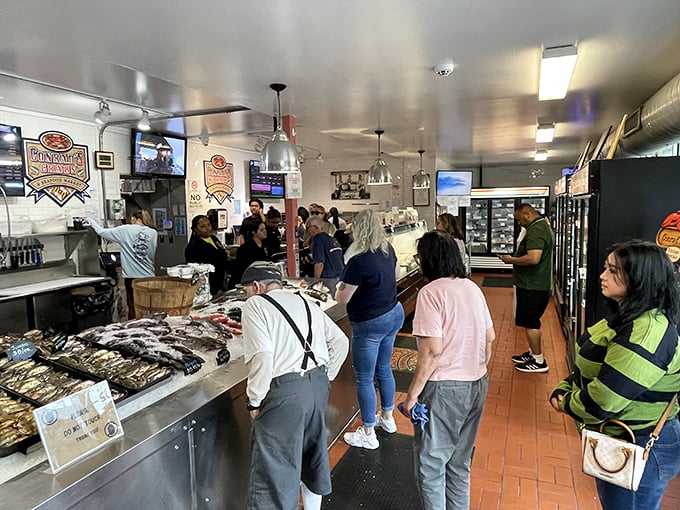 The line forms for a reason. These seafood pilgrims aren't just waiting—they're participating in a time-honored Maryland tradition of crab anticipation.