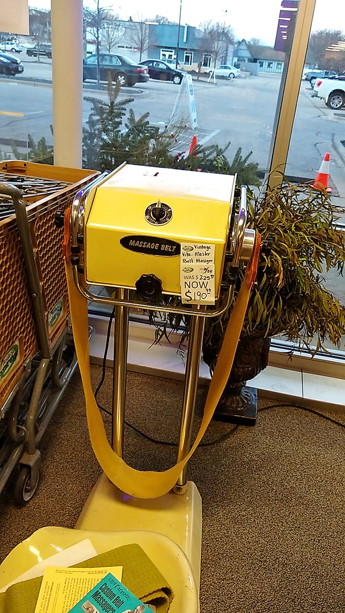 The retro yellow massage belt—when "shake weight" meets "I Love Lucy" in the most delightfully bizarre fitness equipment ever.