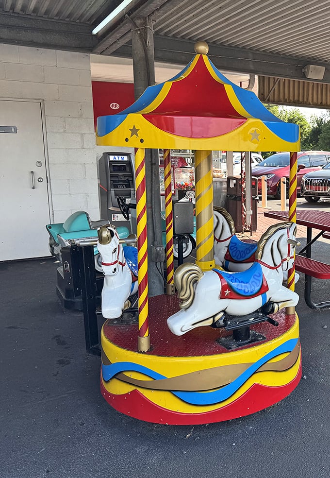 This mini carousel isn't just for kids—it's for anyone who remembers when dining out was an event, not just a meal.