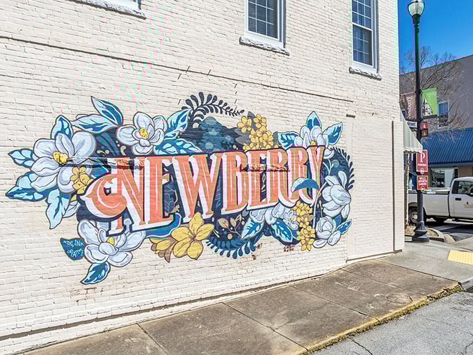 A vibrant mural transforms a brick wall into Instagram gold—even if you still call it "the Facebook."