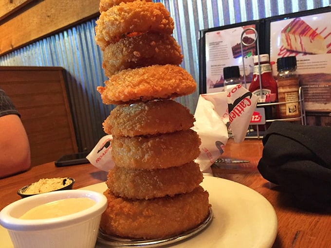The "Tower of Onion Rings" isn't just an appetizer—it's an engineering marvel that demands respect before demolition.