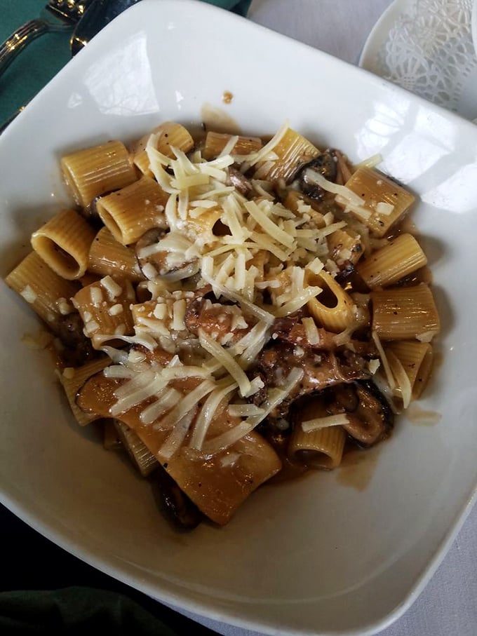 Pasta that would make an Italian grandmother nod in approval. Those rigatoni tubes cradle the sauce like they were born for this purpose.