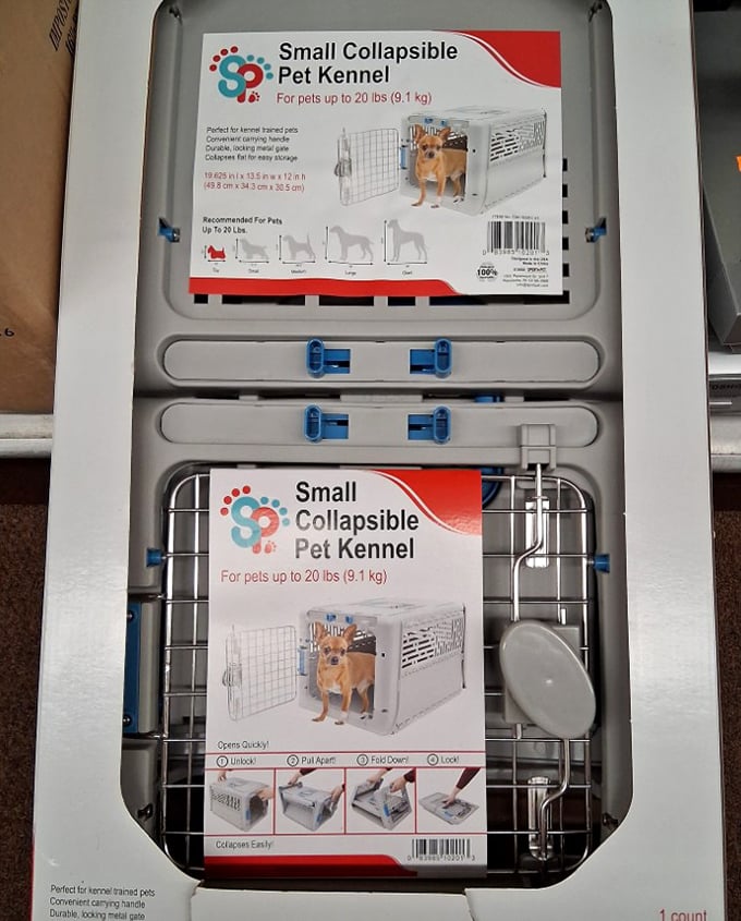 Pet parenthood made portable! This collapsible kennel is perfect for the four-legged family member who weighs less than your holiday turkey.