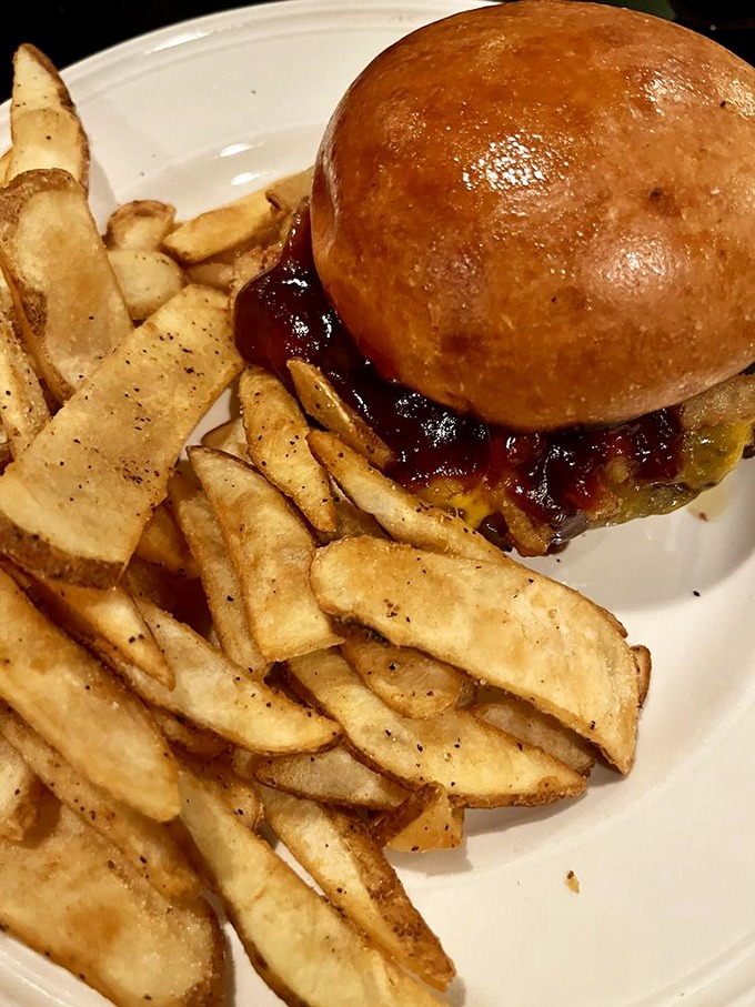 This isn't just a burger—it's a masterclass in balance, where a pillowy bun meets savory beef and sweet-tangy bacon marmalade.