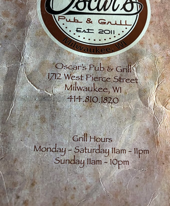 The menu reveals Oscar's was established in 2011, proving that legends don't need decades to establish themselves—just perfect burger recipes.