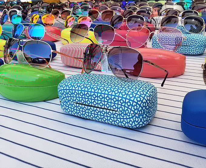 Sunglasses galore, where everyone can channel their inner movie star for pocket change. Protection from the California sun never looked so stylish.