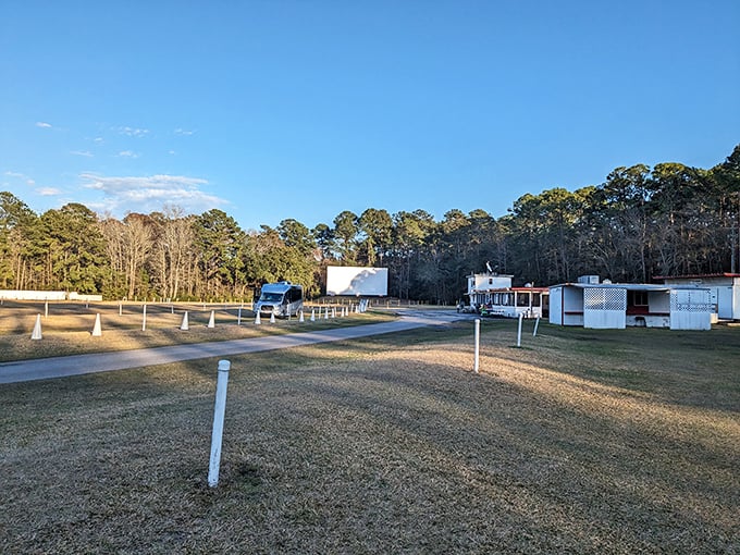 The sprawling grounds of Hwy 21 Drive-In offer ample room for movie lovers. No cramped theater seats or sticky floors here!