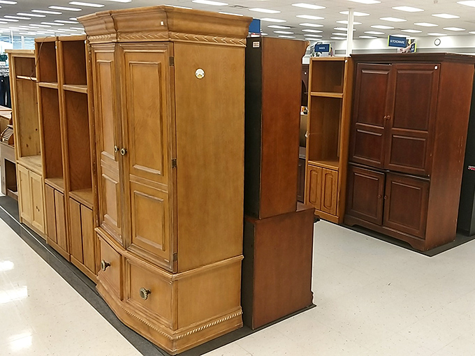 Stately wooden wardrobes stand like sentinels of storage solutions past. Narnia might be hiding behind those doors—at this price, worth checking.
