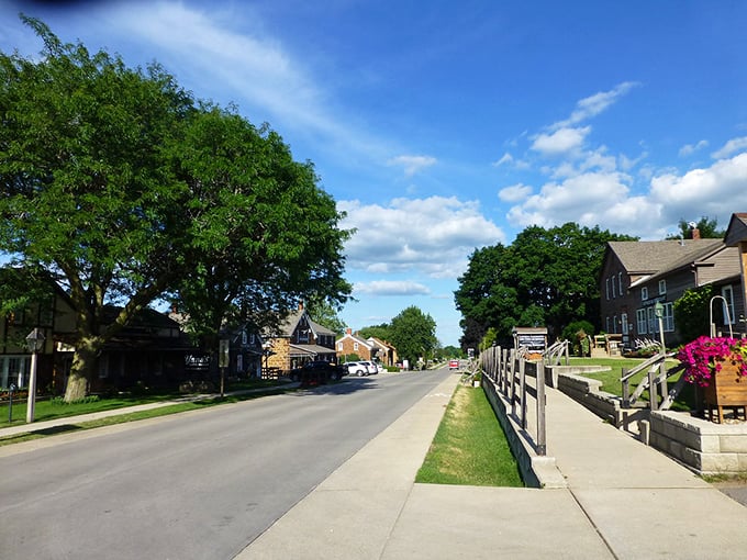 The Amana Colonies' main street whispers stories of German settlers who built their American dream one brick at a time.