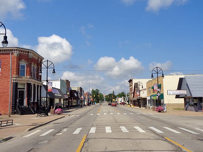 Bad Axe's main street stretches toward the horizon, where farmland meets small-town living at prices that feel like a clerical error.