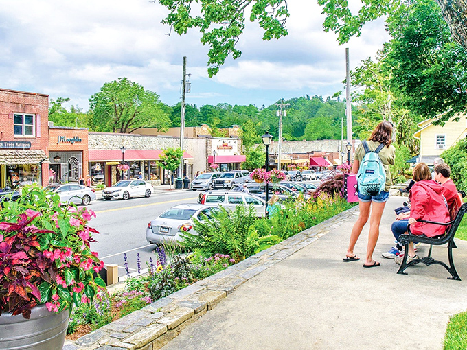Blowing Rock's Main Street sits so high that even the clouds stop by for visits.
