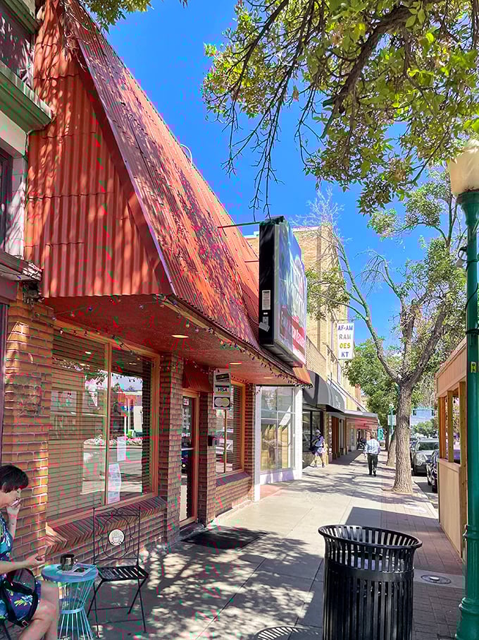 Tree-shaded sidewalks lead past local shops where browsing costs nothing and buying costs surprisingly little.