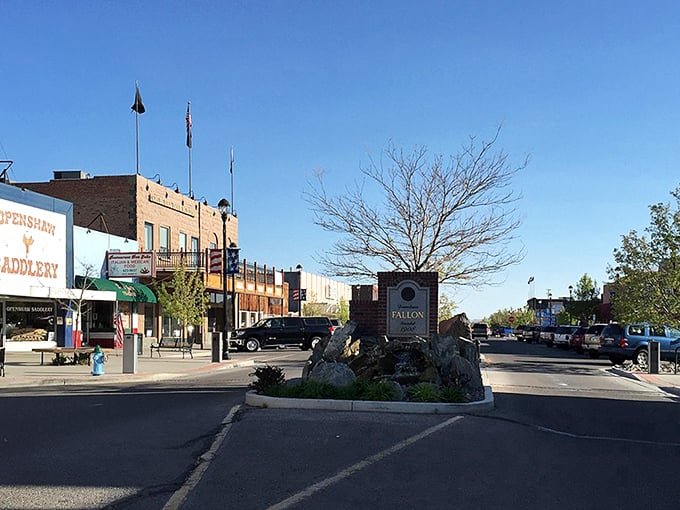Fallon's main street sign welcomes you to a town where your dollar stretches and your stress shrinks.