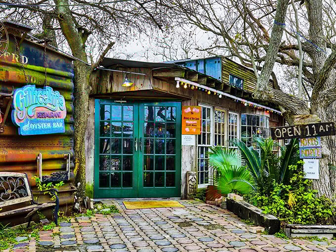 Gilhooley's weathered wooden exterior looks like it was built from shipwrecks – a perfect prelude to legendary oysters.