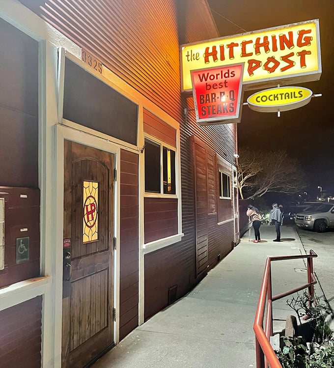 That bold yellow sign makes a promise about world's best steaks – and delivers.