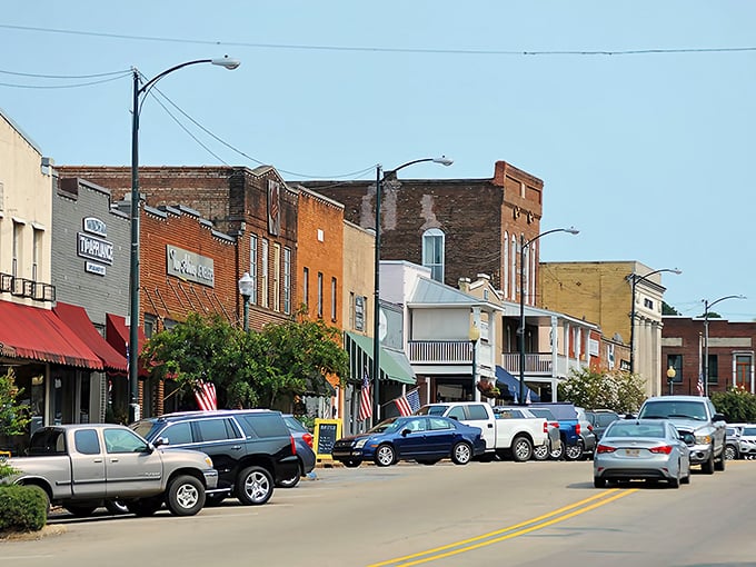 New Albany's colorful facades prove that historic doesn't have to mean boring, with each building contributing its own personality to the ensemble cast.