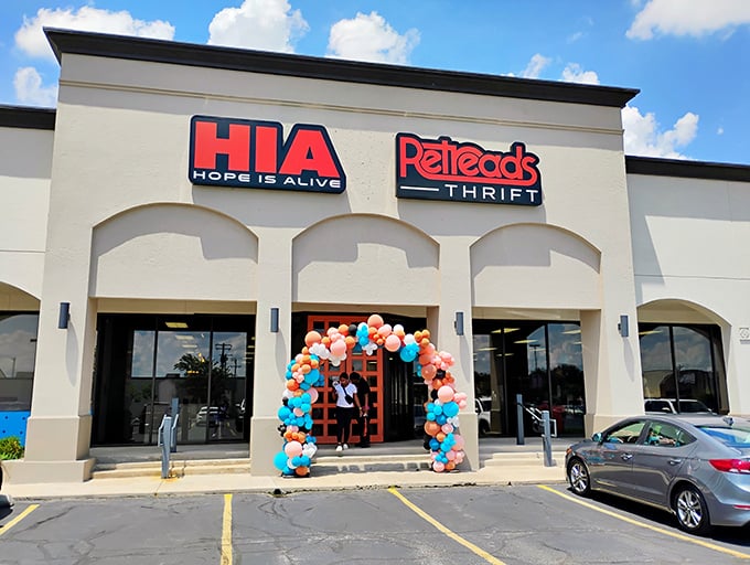 Those elegant arches frame a thrift shopping experience that's classier than most department stores.