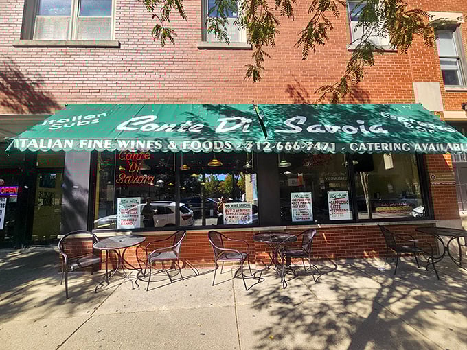 Sandwich diplomacy at its finest. Conte Di Savoia's outdoor tables create the perfect setting for solving world problems over Italian subs.