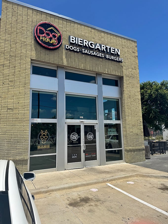 Clean lines and sleek design – Dog Haus Biergarten elevates the humble hot dog to something worthy of its stylish surroundings.