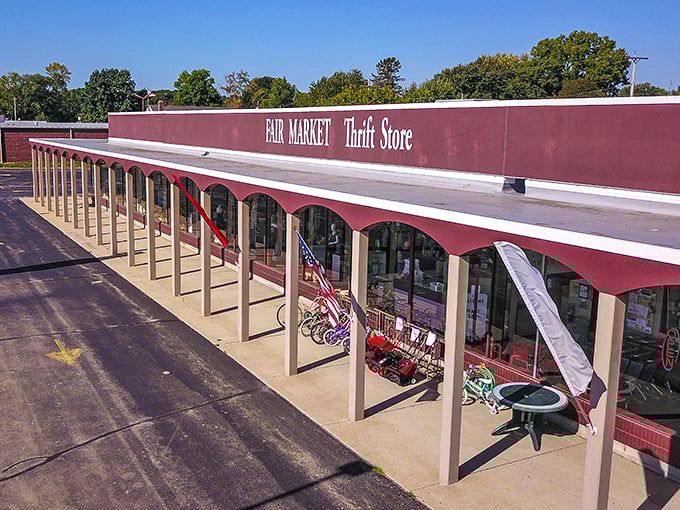 Aerial view of Fair Market reveals the impressive scale of this Appleton thrift destination.