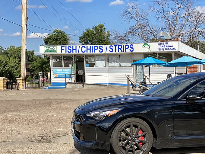 This no-nonsense exterior promises exactly what's inside—straightforward seafood done right, no passport required.