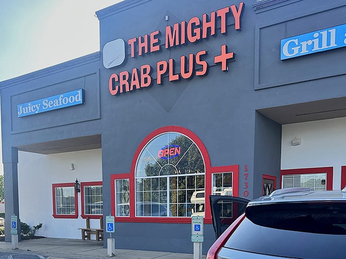 That red crab sculpture says "come get messy" – and honestly, who could resist?