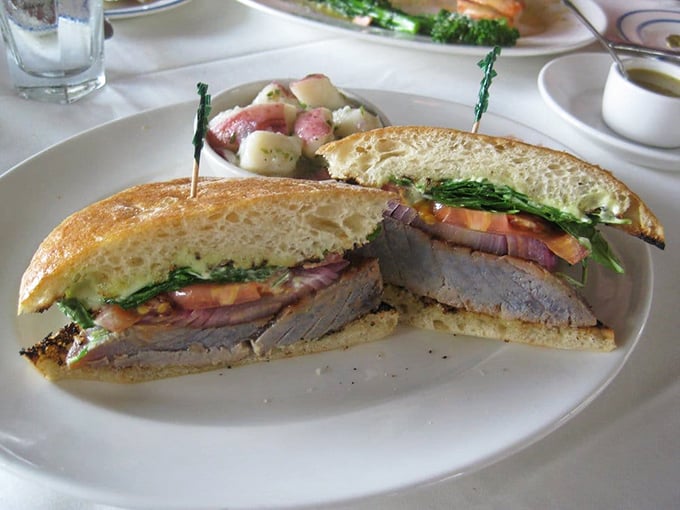 The sandwich that launched a thousand sighs—tender ahi tuna dressed for success between slices of pillowy bread.