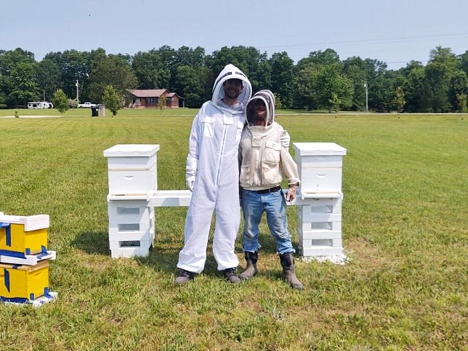These beekeepers aren't just making honey – they're continuing an agricultural tradition while looking like extras from a sci-fi film.