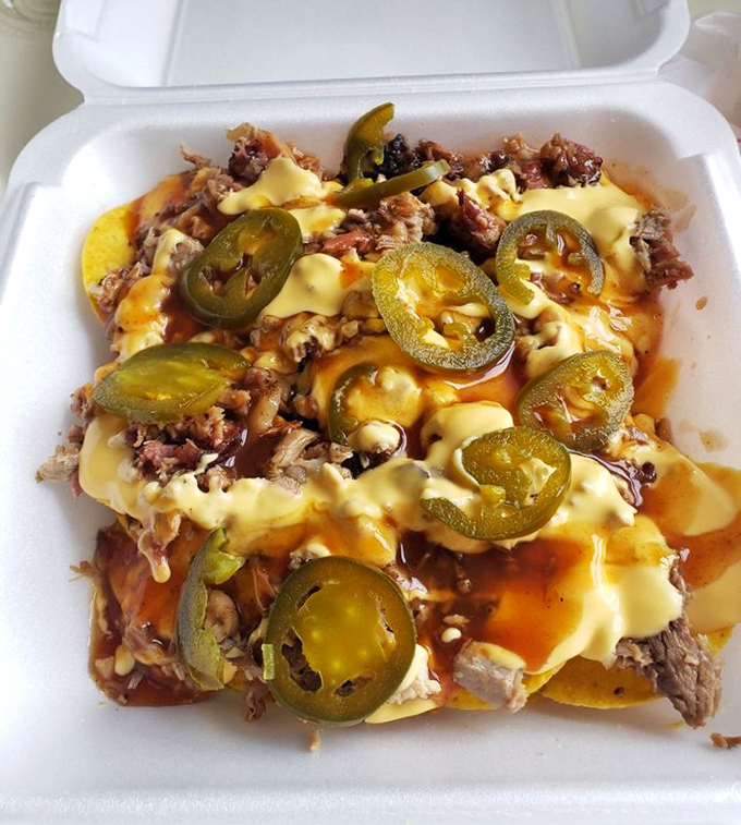 BBQ nachos: where Memphis meets Mexico in a glorious collision of cheese, jalapeños, and smoky pulled pork. Innovation never tasted so good.